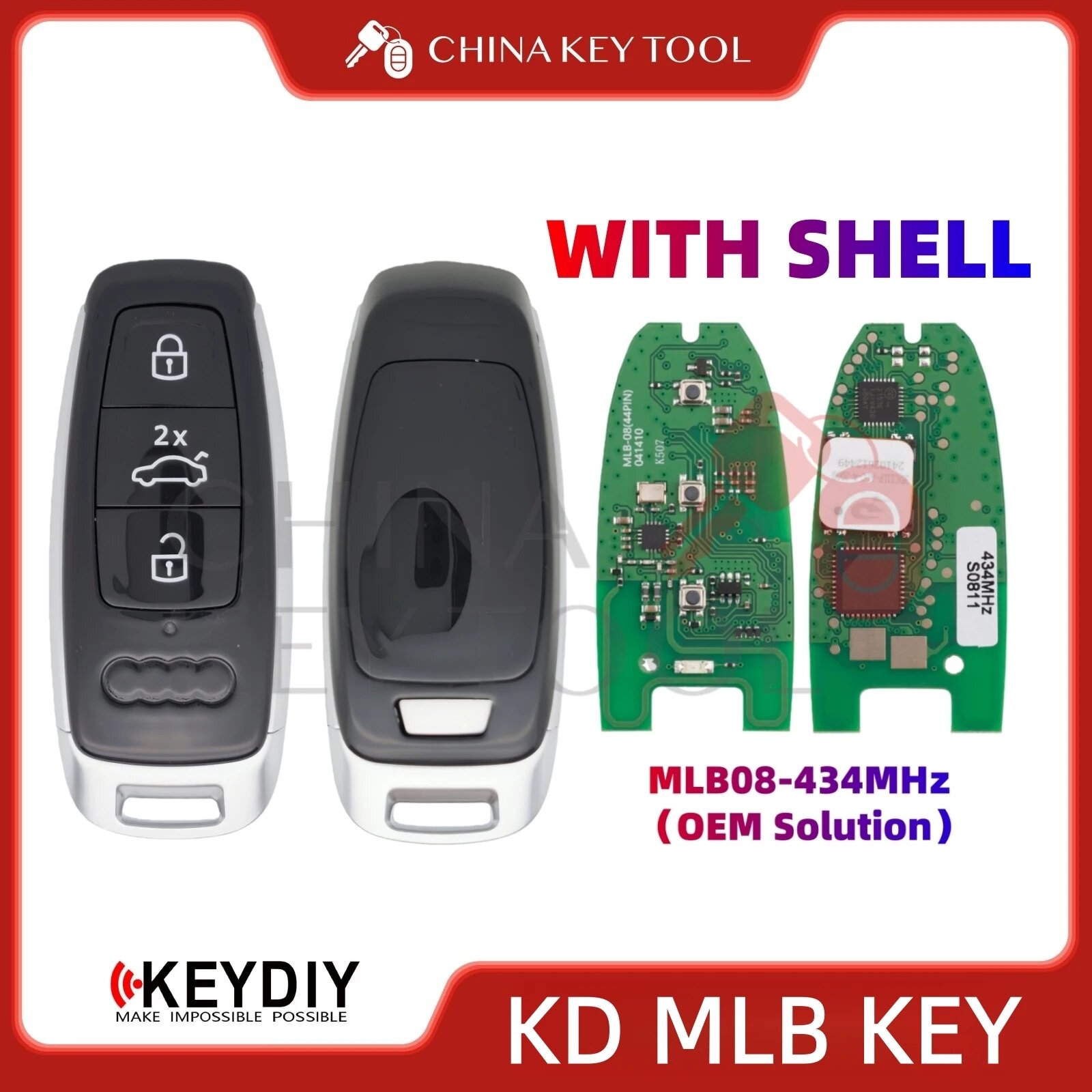 Инструмент KeyDIY KD-MP Добавьте ключи MLB-систем для Audi/Porsche/Lamborghini/Bentley/VW MLB Systems KD-MP с 1 шт. MLB26 и MLB08 MLB08 OEM WITH SHELL
