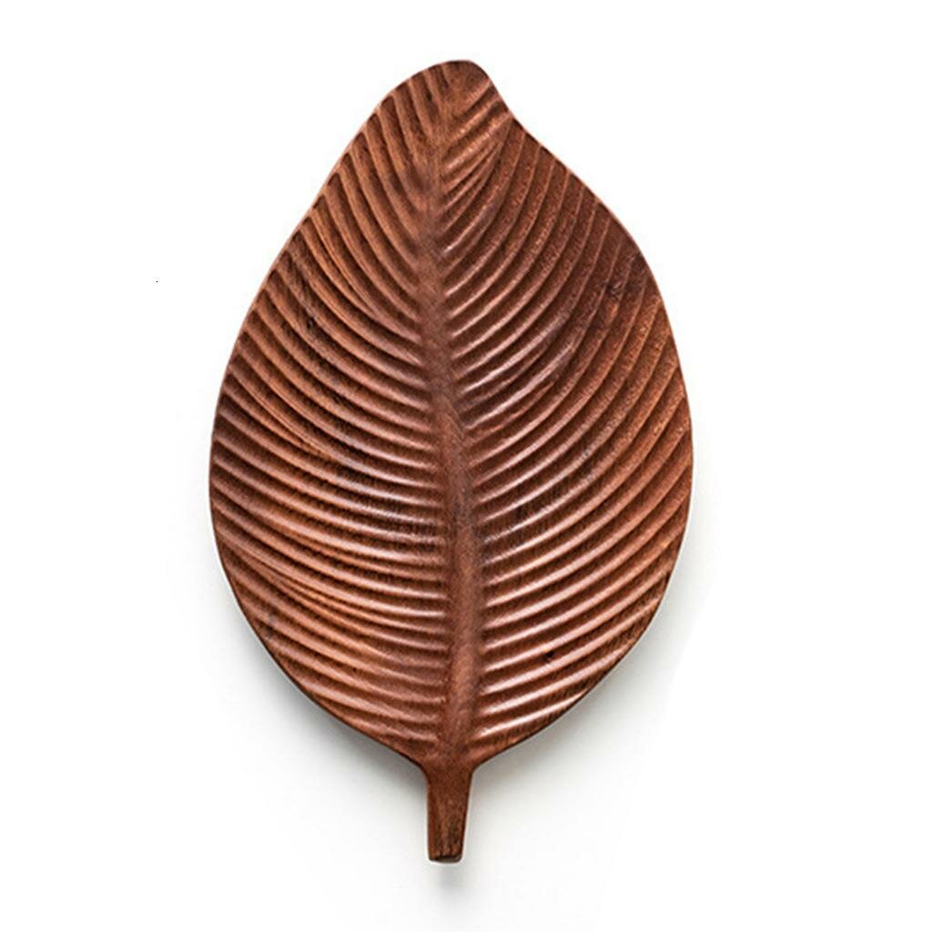 Деревянный сервировочный поднос в форме листа Деревянная тарелка для чая десерта Ужина Лотки для хранения хлеба