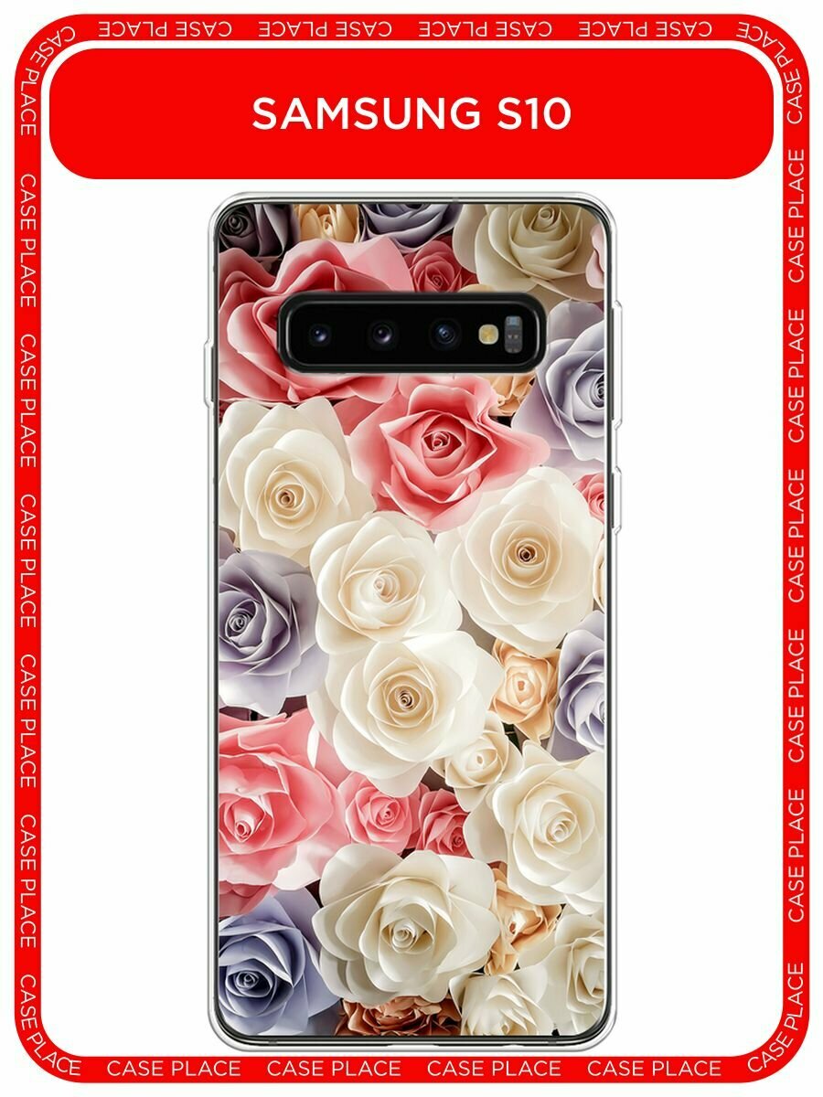 Чехол на Samsung Galaxy S10 / Самсунг Галакси S10 с принтом "Пастельные розы"