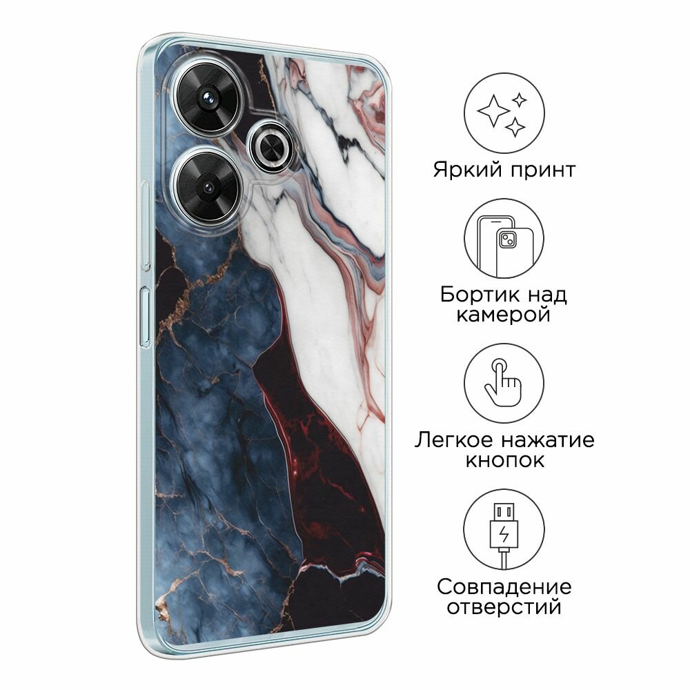 Чехол на Xiaomi Redmi Note 13R/Redmi 13/Poco M6 4G/M6 Plus / Сяоми Редми Ноут 13R с принтом "Благородный мрамор" — фото 1