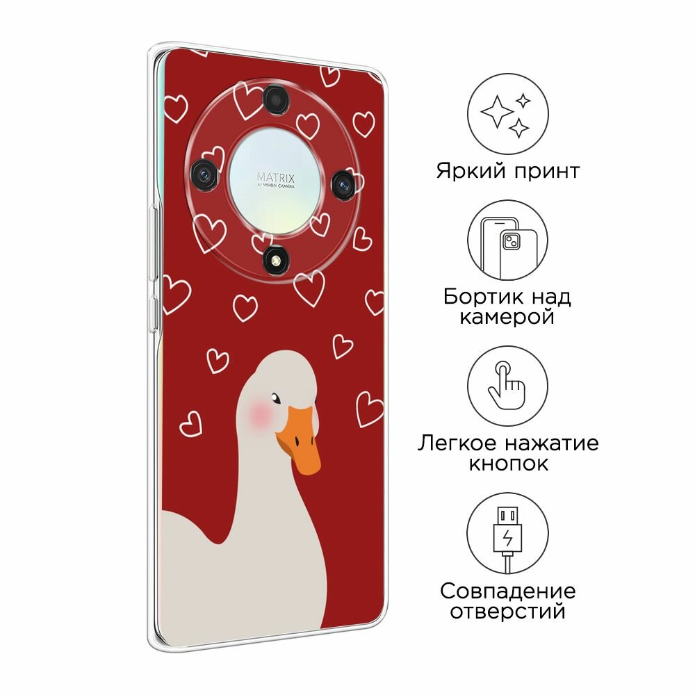 Чехол на Honor X9A / Хонор X9A с принтом "Влюблённый гусь 1 - 14 февраля" — фото 1
