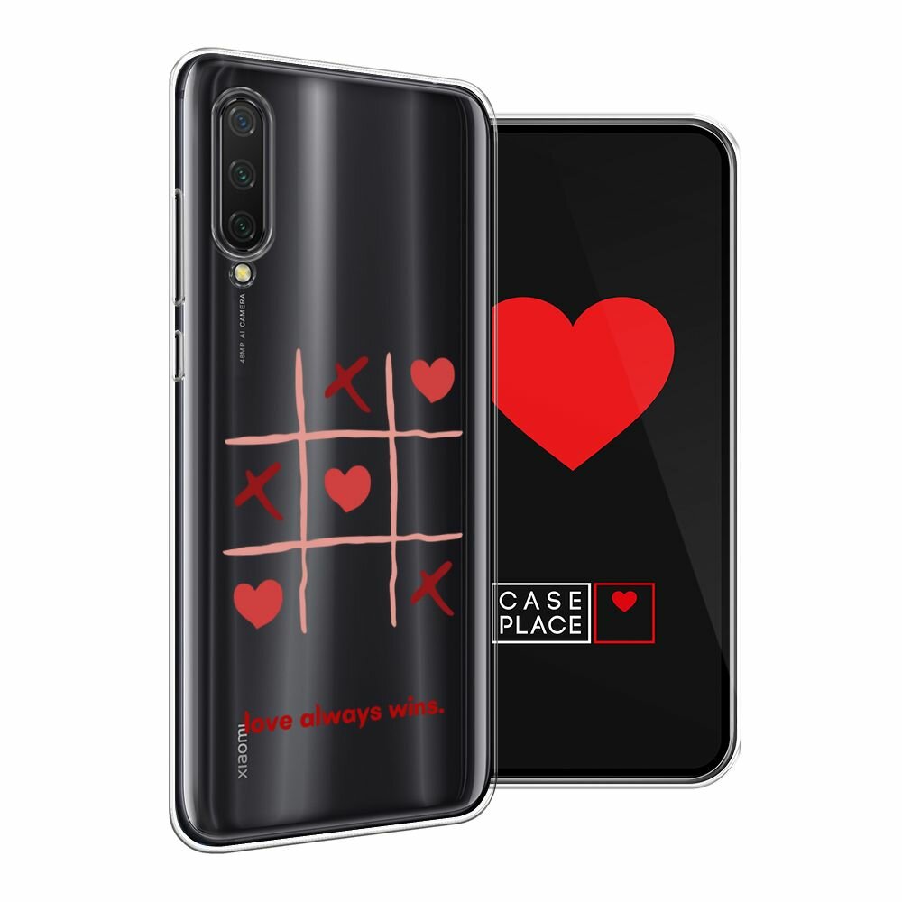 Чехол на Xiaomi Mi CC9/A3 Lite/9 Lite / Сяоми Mi CC9/A3 Lite с принтом "love always wins - 14 февраля", прозрачный — фото 1