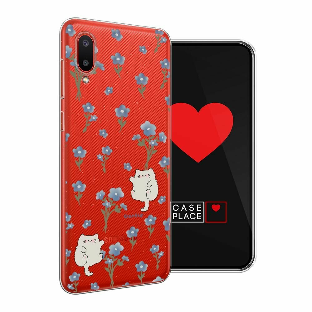 Чехол на Samsung Galaxy A02 / Самсунг Галакси А02 с принтом "Gentle cats", прозрачный — фото 1