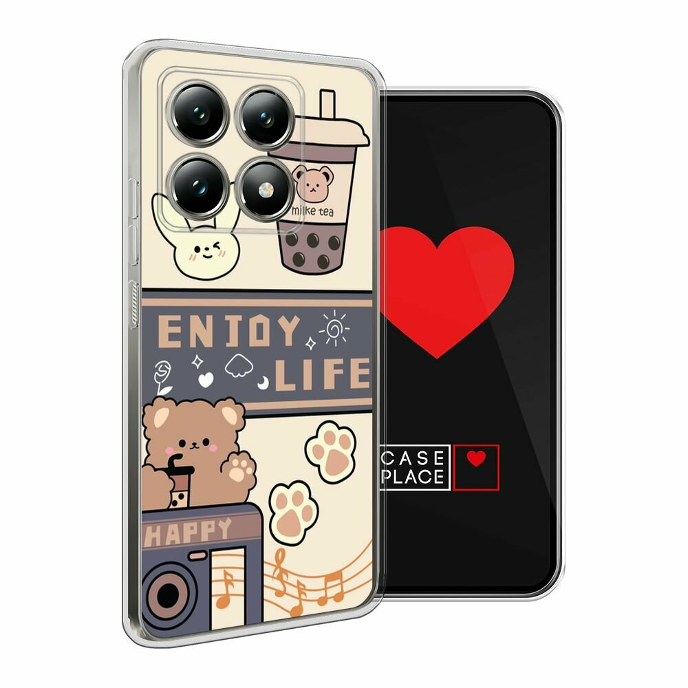 Силиконовый чехол на Xiaomi 14T / Сяоми 14T с принтом "Enjoy life 1" — фото 1