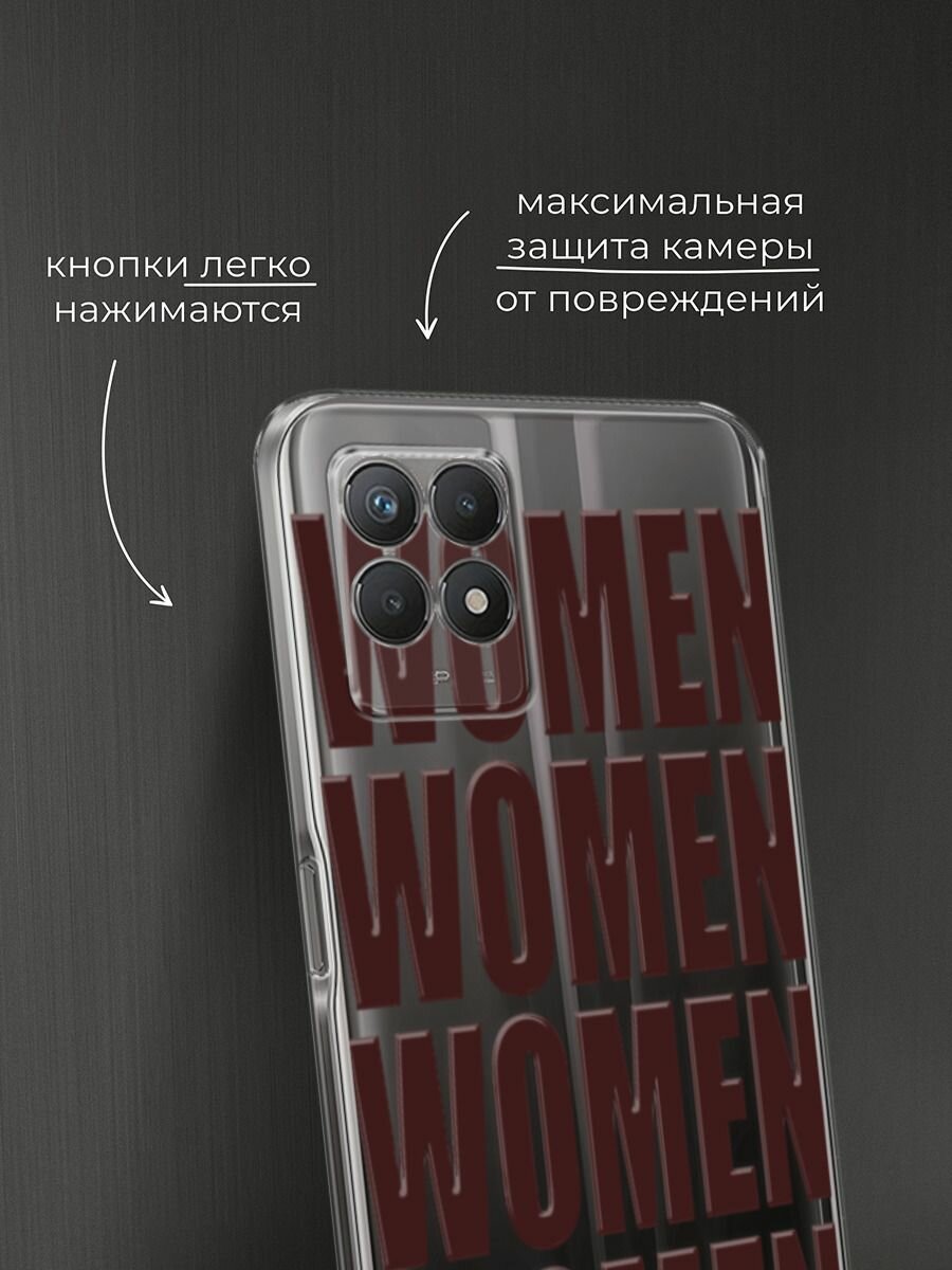 Силиконовый чехол на Realme 8i / Реалми 8i с принтом Woman burgundy — фото 1