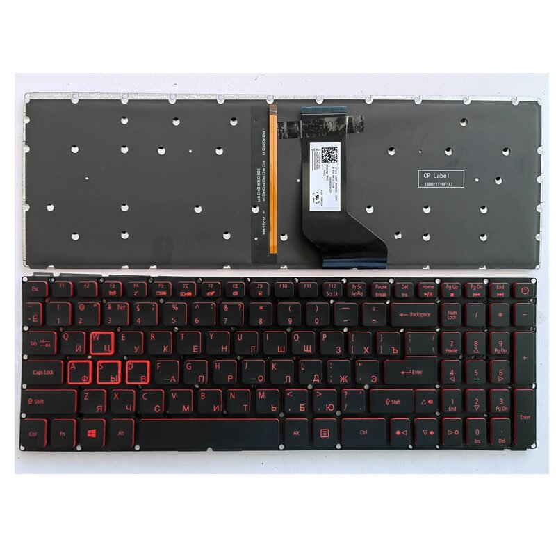 Клавиатура для Acer VX15 Shadow Knight 3 с красными буквами, 28-контактным кабелем, подсветкой - Русская версия