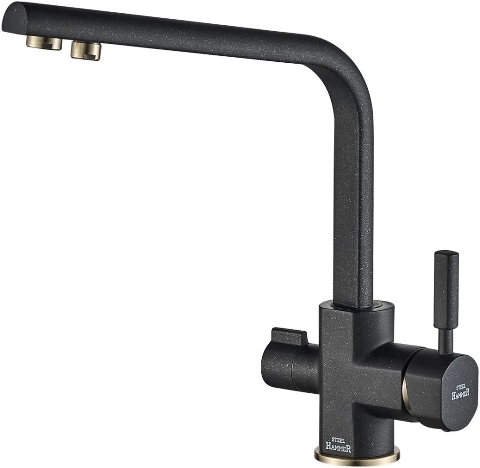 Смеситель для кухни Zorg SH 909 BLACK BR с подключением к фильтру, бронза/черный