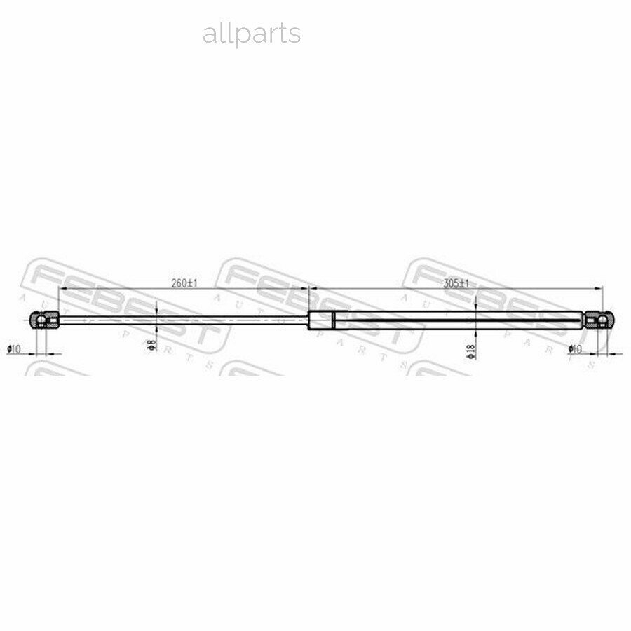FEBEST 21117-005 Амортизатор кр. багажника газовый, универсал FOCUS II