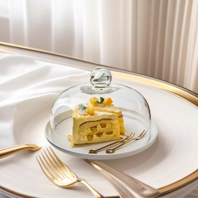 Креативная простая круглая прозрачная крышка для изоляции еды, стеклянная крышка для торта, стеклянная крышка для фруктов, десертов, защита от пыли