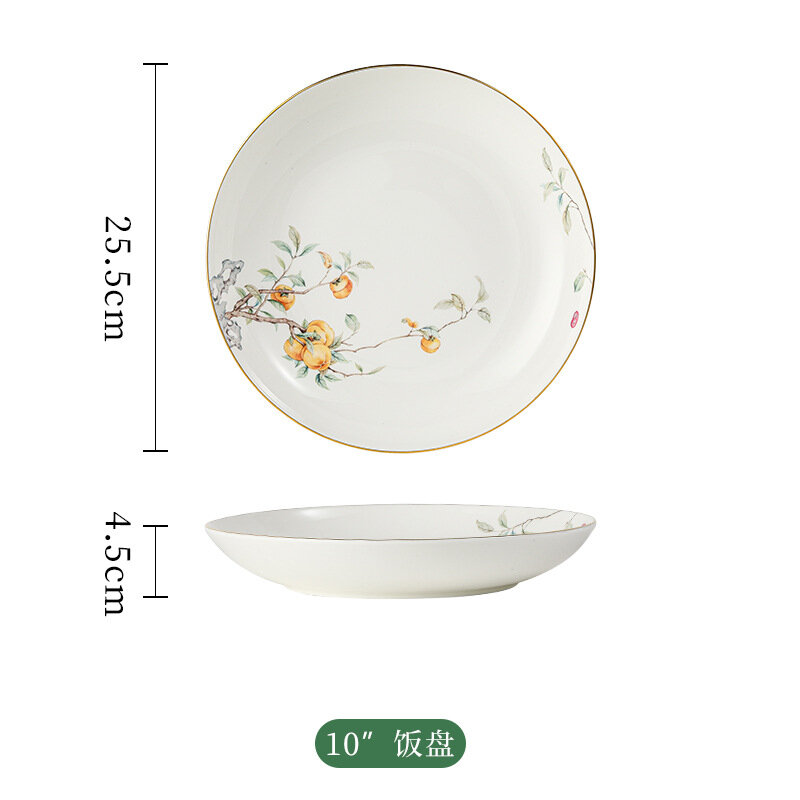 Китайские стильные обеденные тарелки из костяного фарфора, миски, посуда, высококачественные керамические тарелки, миски для лапши, рисовые миски, набор столовых приборов, суповые миски