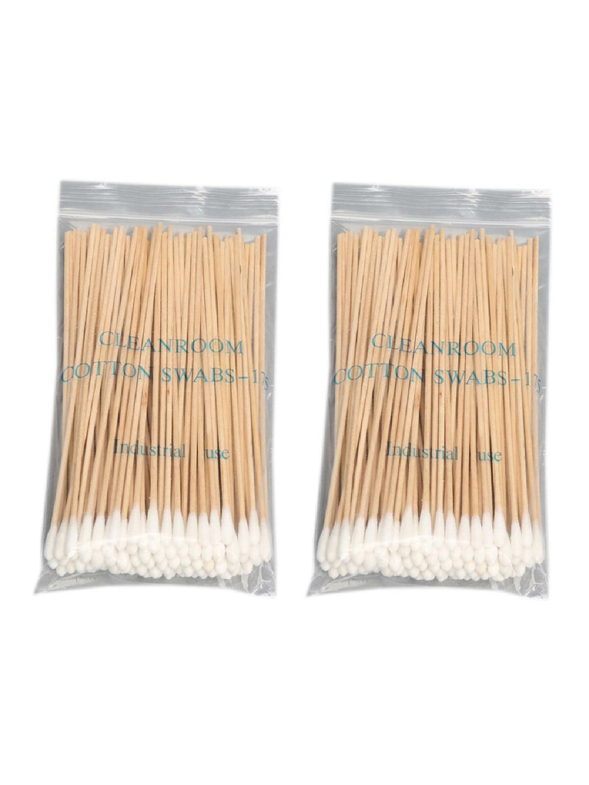 200 шт, 6-дюймовая 15-сантиметровая непыляемая деревянная палочка для чистки ватных палочек с одинарной головкой