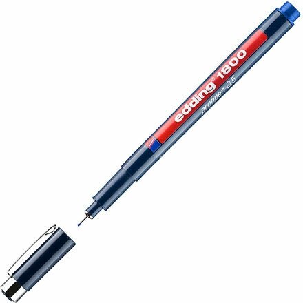 Капиллярная ручка (рапидограф)-фломастер для черчения EDDING 1800/05/3, круглый наконечник, синий, 0,5мм,