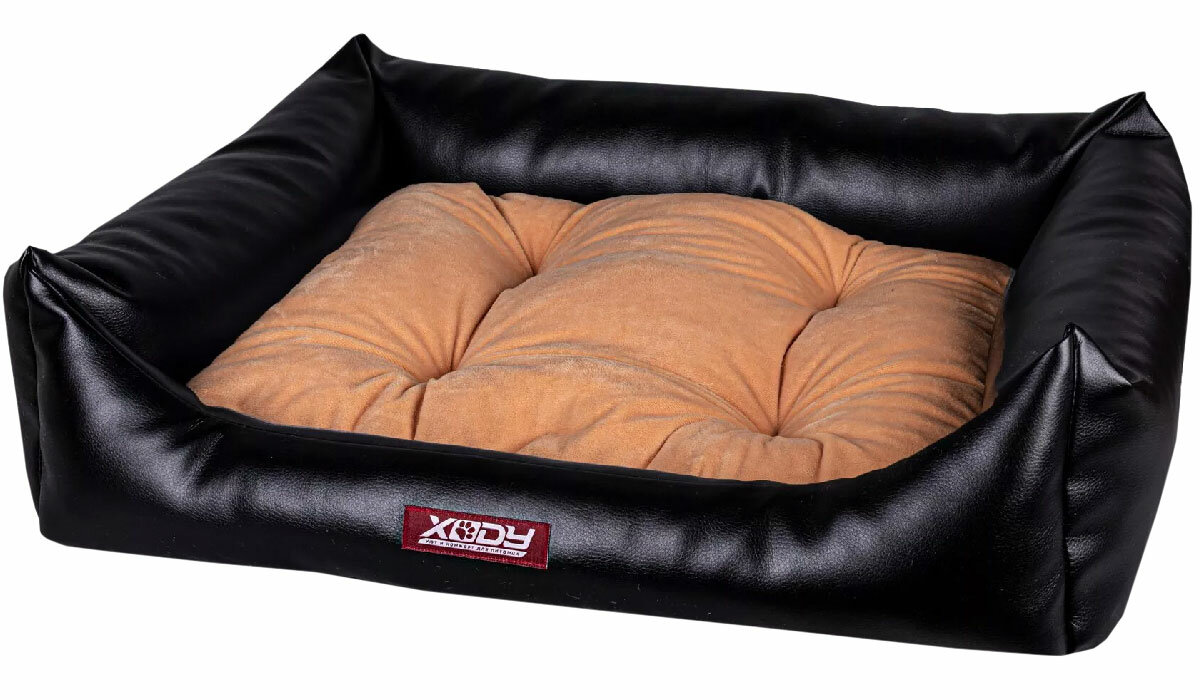 Лежак для собак и кошек Xody Люкс № 5 экокожа черный 90 х 80 х 25 см (1 шт)