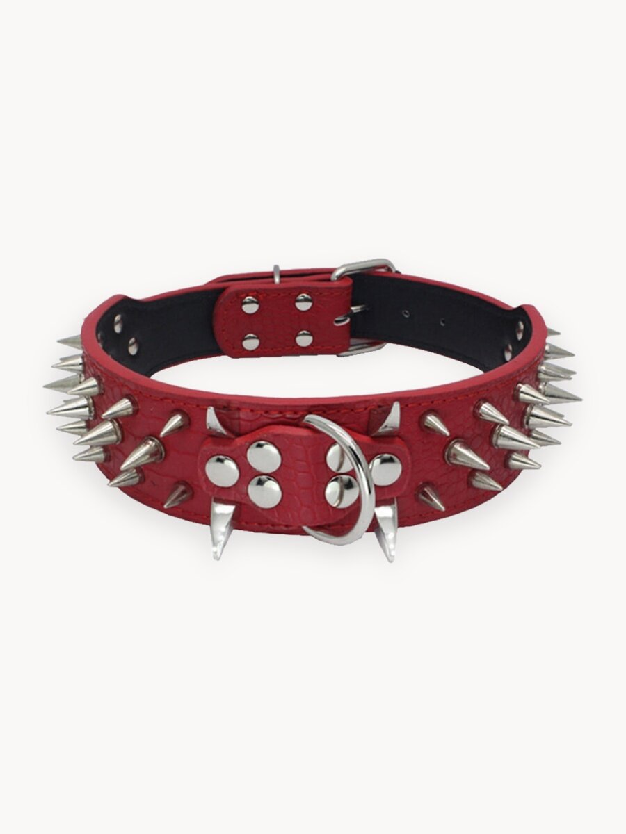 Ошейник с шипами для собак крупных и средних пород, красный, размер XL