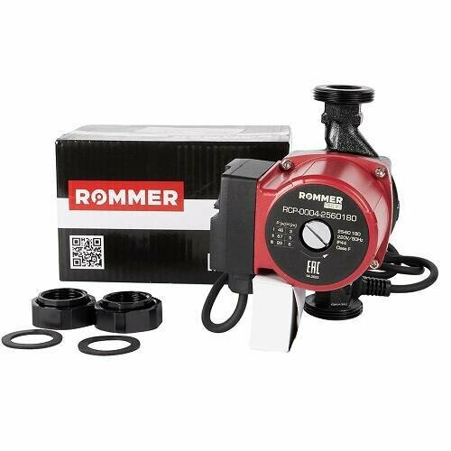 Насос циркуляционный ROMMER PROFI RCP 25-60-180 (0,093 кВт, Qmax 4.07 м³/ч, Hmax 6 м, 1x230В ...
