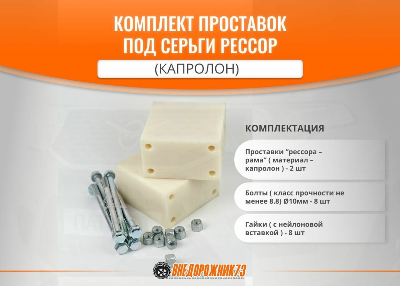 Комплект проставок под серьги рессор 20 мм (капролон)