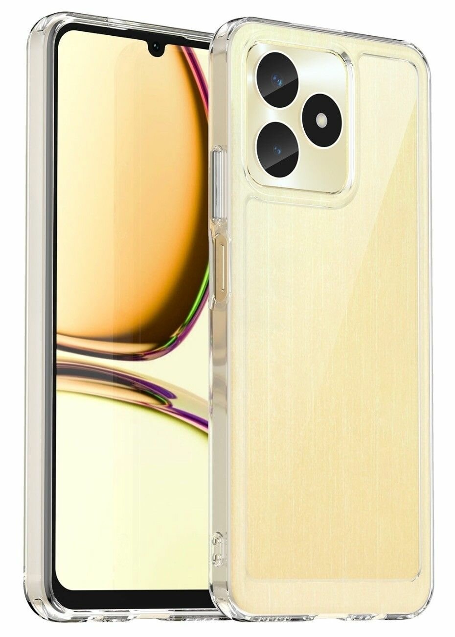 Чехол на Realme Note 50 пластиковый с силиконовой окантовкой прозрачный