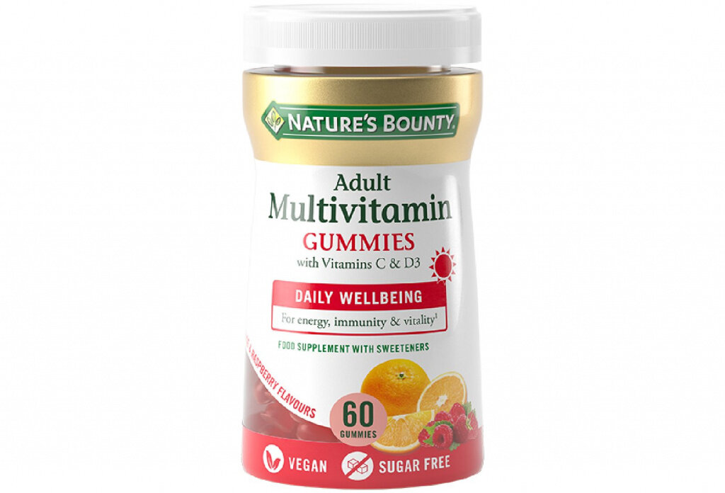 БАД Nature's Bounty Жевательные пастилки-гаммис "Мультивитамины для взрослых с витамином С D3", 60 шт.