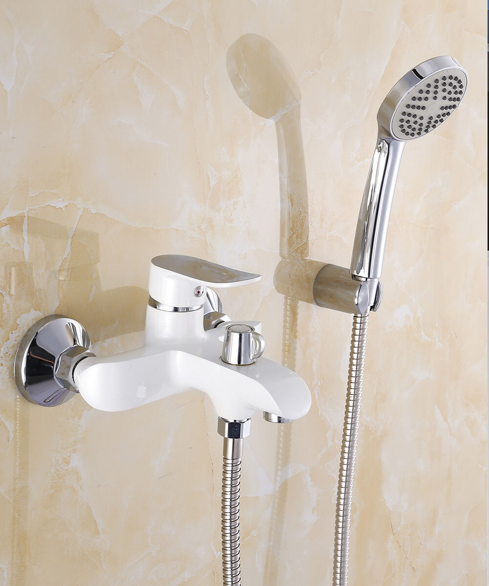 Смеситель для ванны и душа с лейкой и шлангом H30003-F цвет белый от бренда Hansen