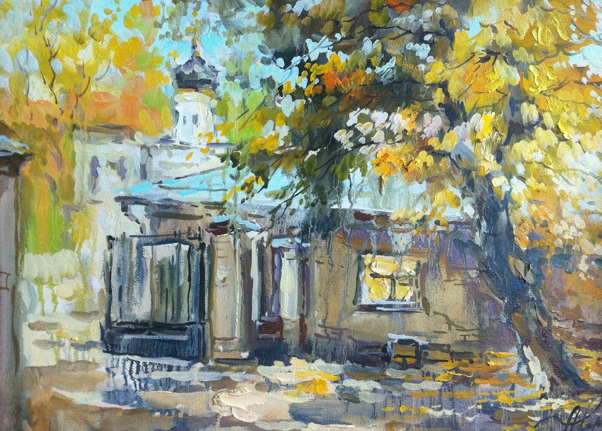 ART-Salon at Oktyabrskaya "Дворик на Остоженке", 30х40см, холст; масло, авторская работа ;