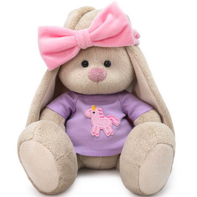 Мягкая игрушка Зайка Ми в повязке и футболке с единорогом 18 см коллекция Город, Budi Basa, SidS-636