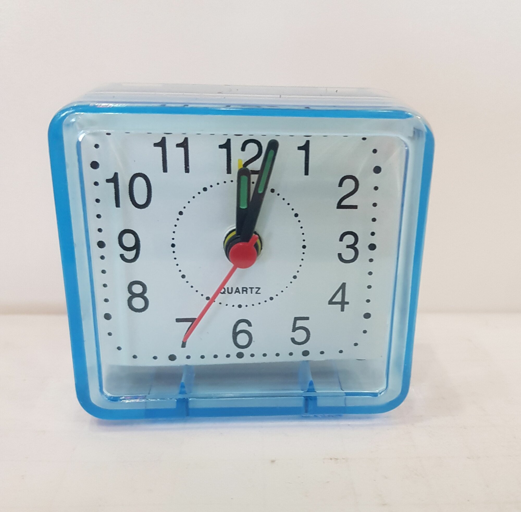 Часы Будильник настольный 6х6х3см, 2445, на батарейке АА, синий