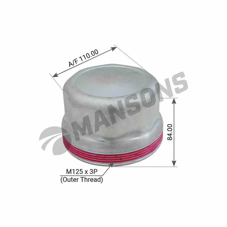 Колпак ступицы колеса BPW (125х3мм) (резьба снаружи) (10;11;12T)(SW110мм), 300.077, MANSONS