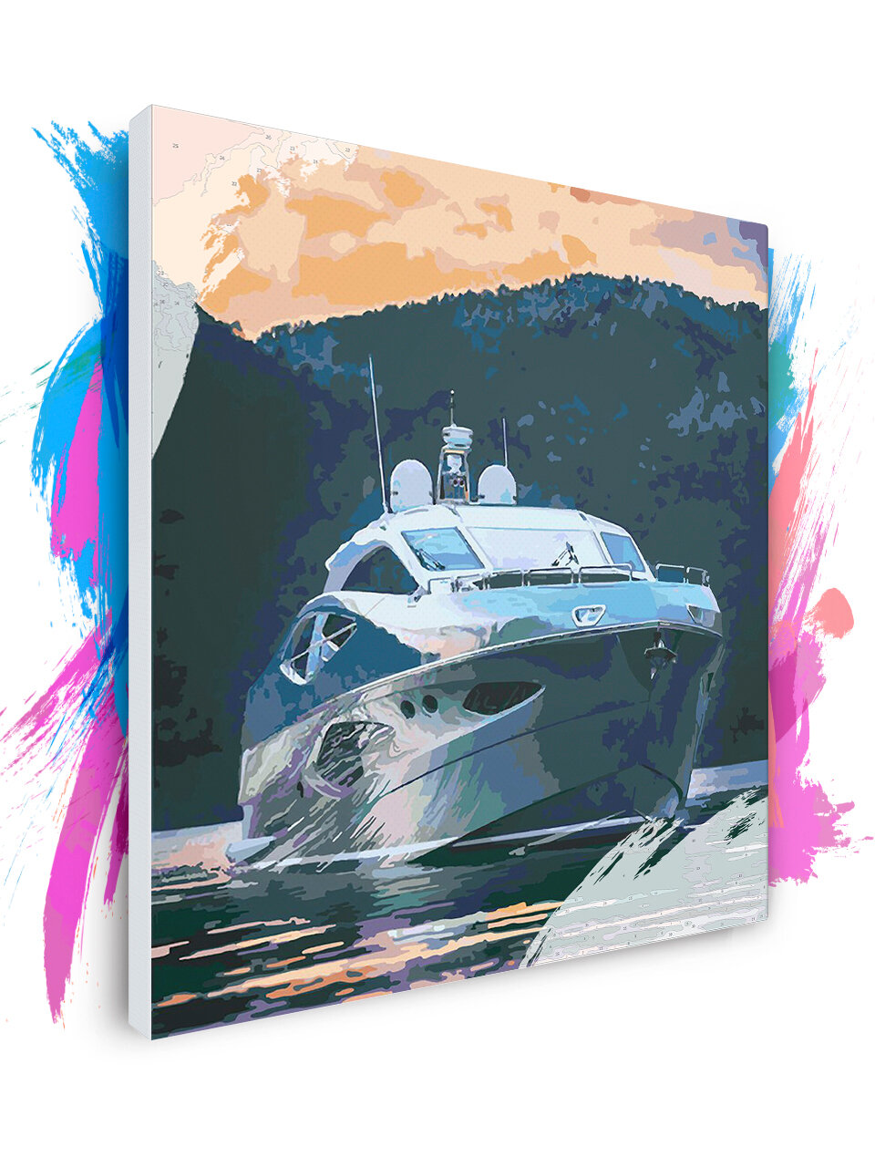 Картина по номерам на холсте Яхта на закате, 60 х 60 см