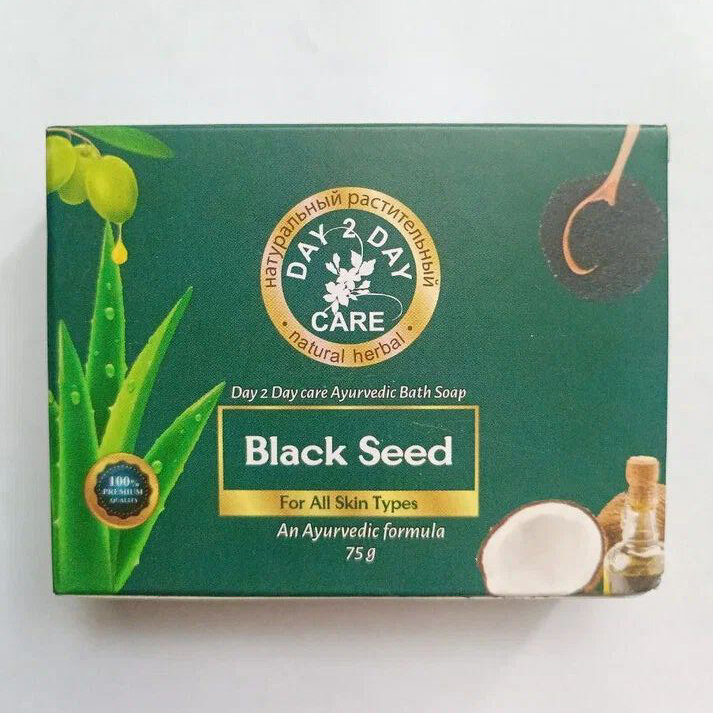 Ayurvedic Bath Soap BLACK SEED, For All Skin Types, Day 2 Day Care (Туалетное мыло С черным тмином (черные семена), для всех типов кожи, Дэй Ту Дэй Кэр), 75 г.