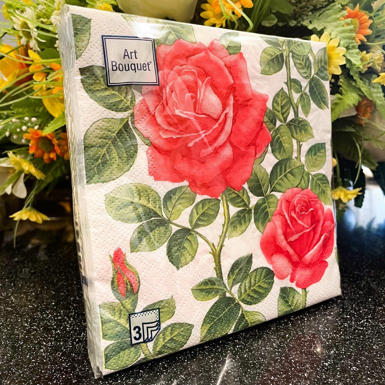 Салфетки Desna "Английская Роза", целлюлоза, 33x33 см, с рисунком, разноцветные