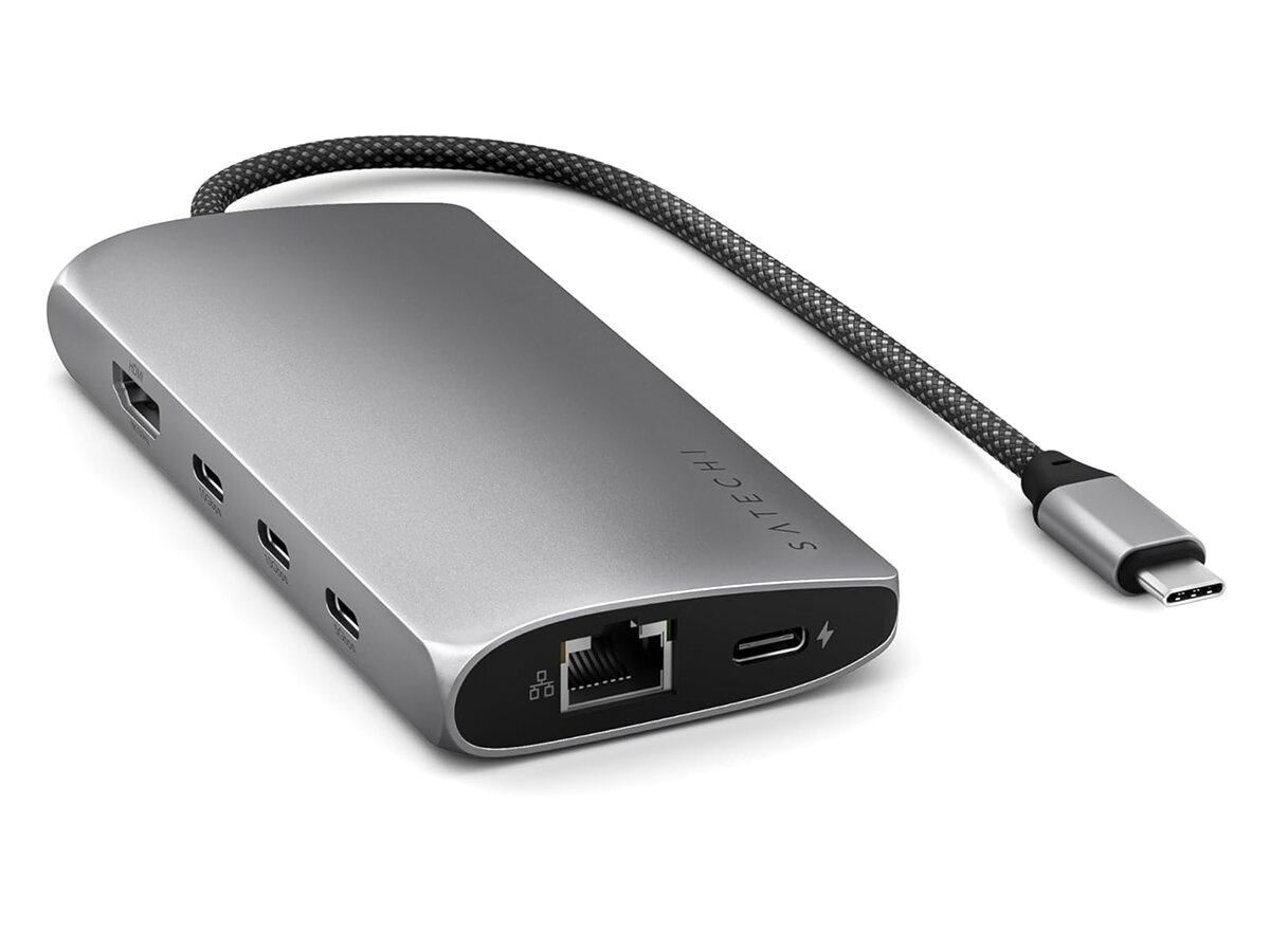 Док-станция/ USB-хаб Satechi USB-C Multiport Adapter 8K With Ethernet V3 5xUSB Type-C HDMI RJ-45 Серый ST-P8KEM