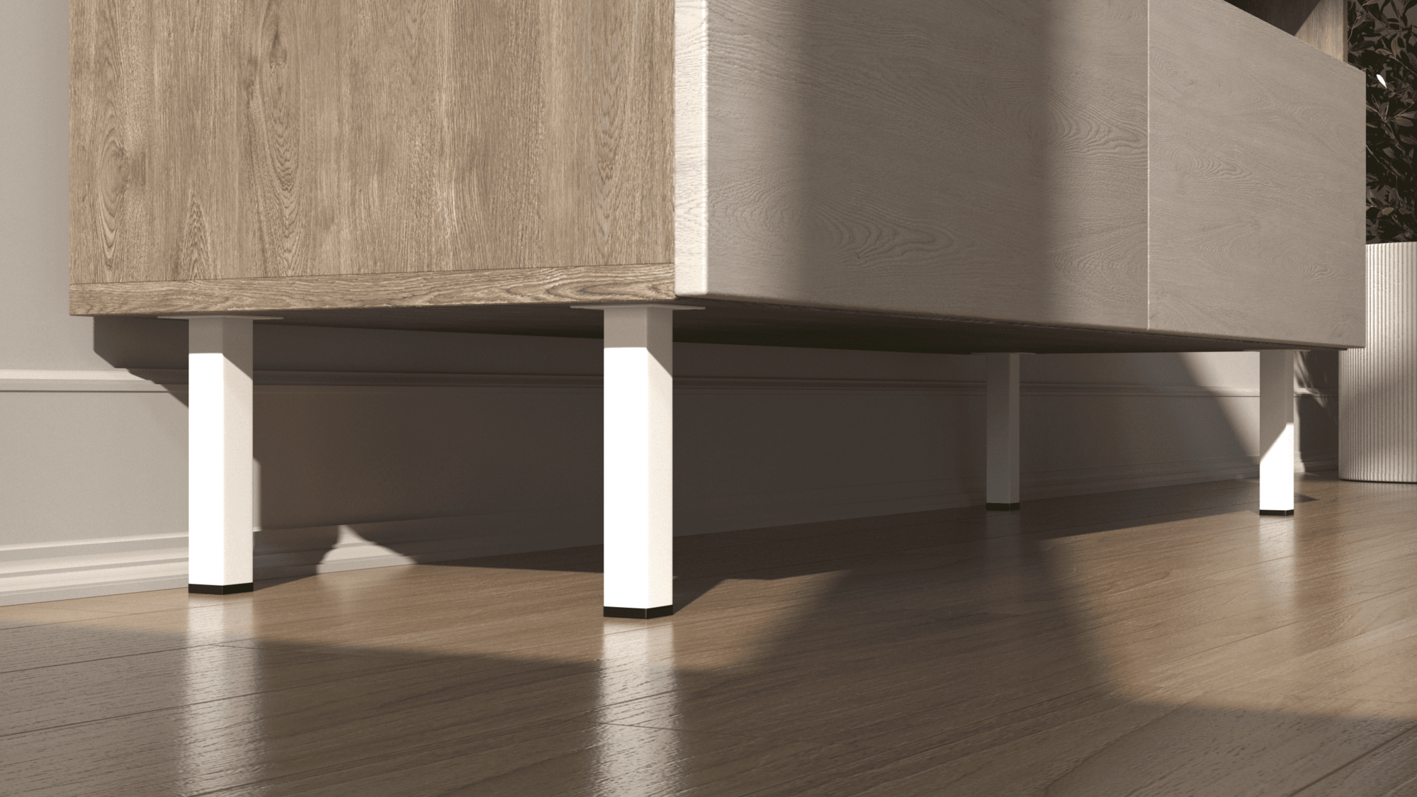 Опоры мебельные | ножки для мебели EDSON PL-001 150*25*25 WHITE, порошковая окраска (комплект 4 штуки)