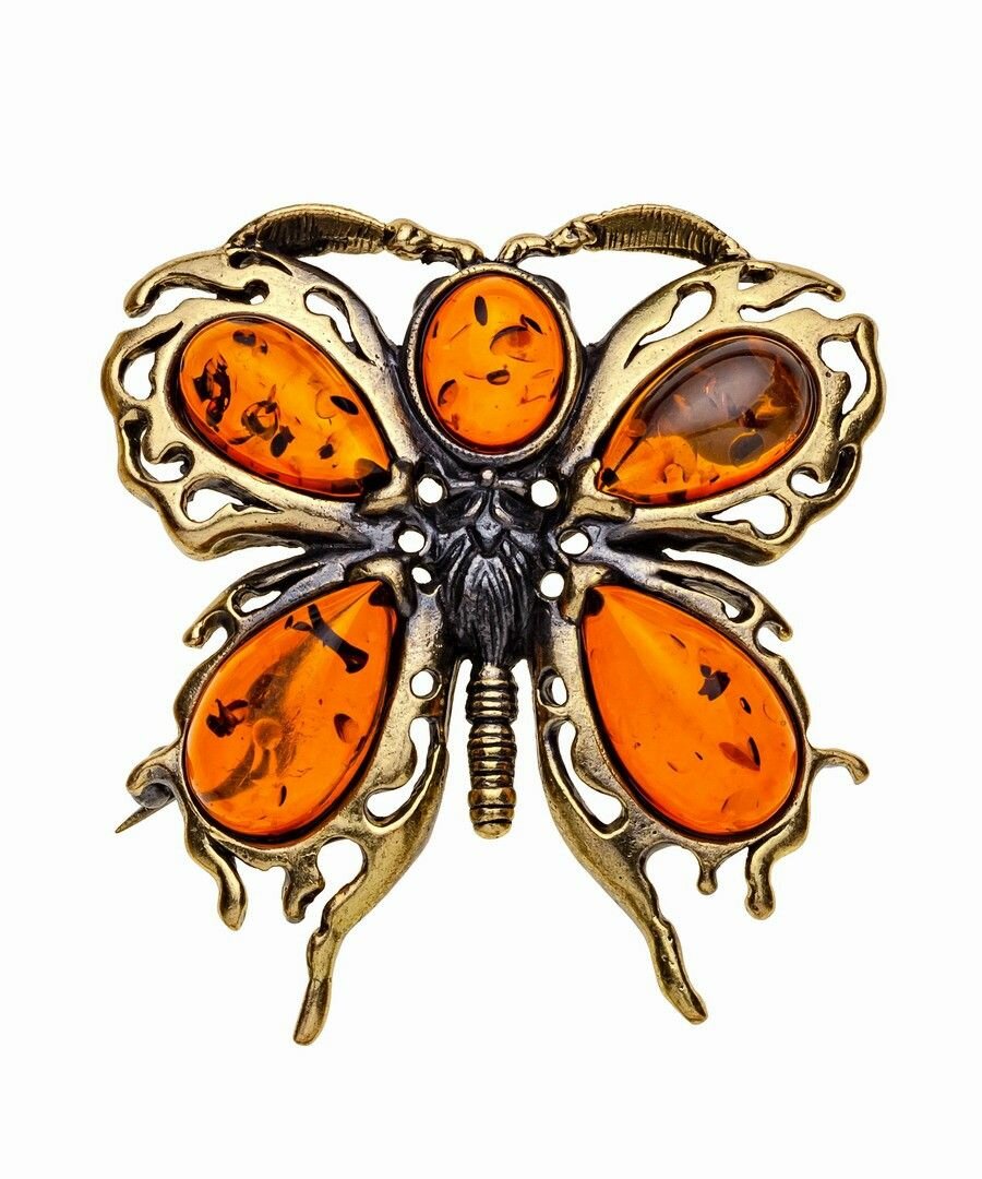 Брошь, янтарь