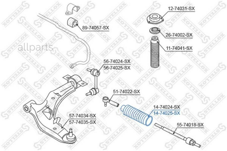 STELLOX 1474025SX пыльник рейки рулевой правый!\ Nissan Maxima V (A33) 00>