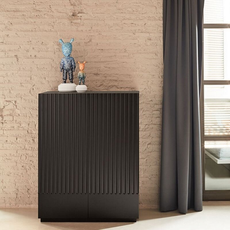 Комод МебельЛэнд24 Дори - 1 Черный 92x46x120 двухдверный с 2 ящиками