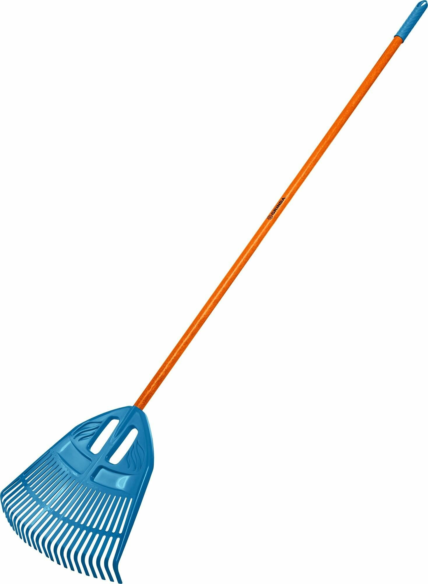 Грабли GRINDA PP-23 FIBER, 500 х 50 х 1680 мм, 23 зубца, ударопрочный пластик, фибергласовый черенок, грабли веерные пластиковые, PROLine (421815)