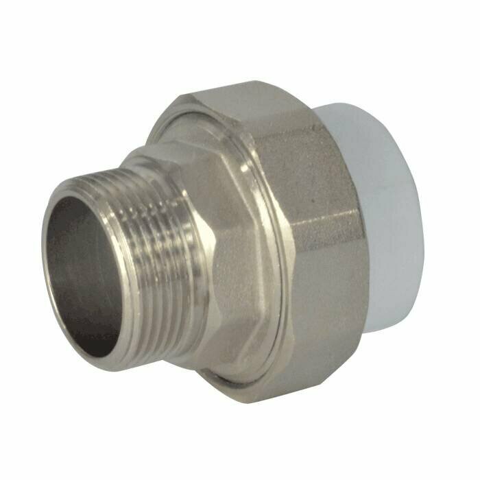Муфта PP-R комбинированная разъемная белая Дн 20х1/2" НР усиленная VALFEX 10156015У
