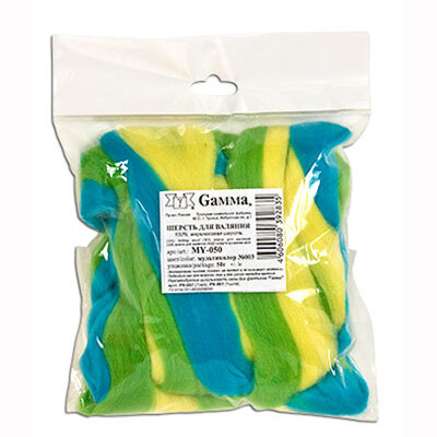 Gamma' MY-050-DO03 Шерсть для валяния 100% полутонкая шерсть 50 г, натуральная текстура цвет №6048 т. фиолетовый/сиреневый/лесной колокольчик