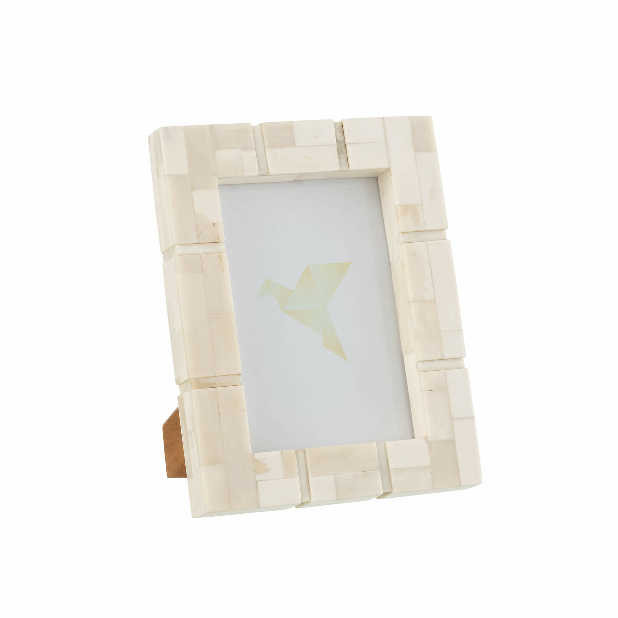 Фоторамка J-Line 027105, бежевая, дерево, кость, стекло, для фото 13x18 см