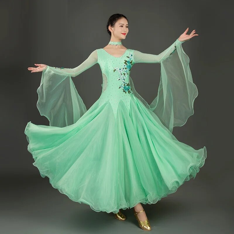 Зелёное бальное платье для танцев Изумрудный, XL, Green