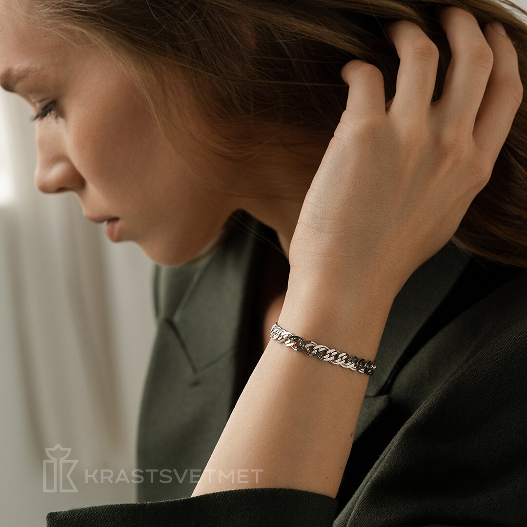 Браслет-цепочка, серебро, 925 проба, родирование