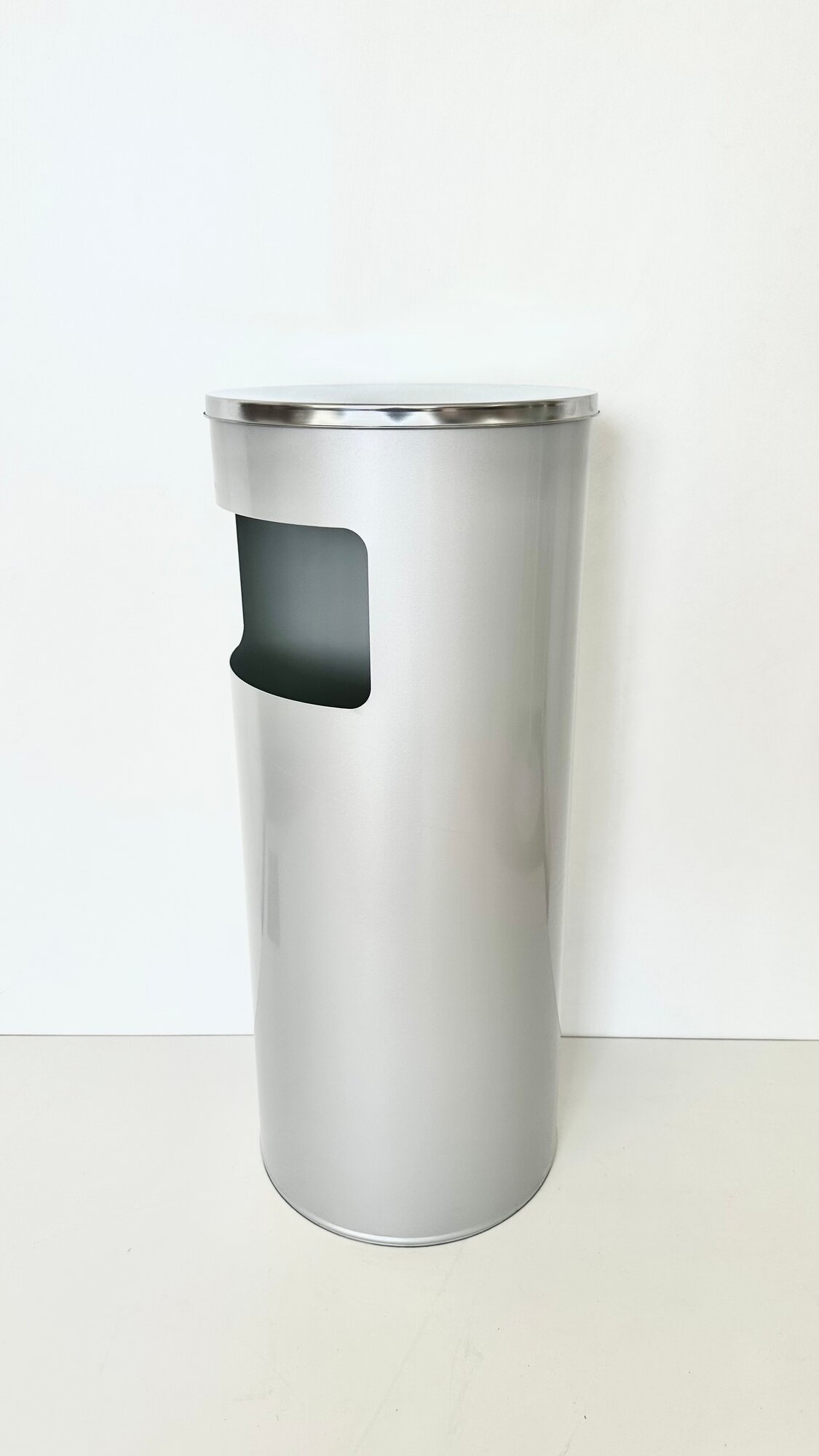 Урна уличная "титан", оцинкованная сталь, нержавеющая крышка, 30 литров, серый металлик