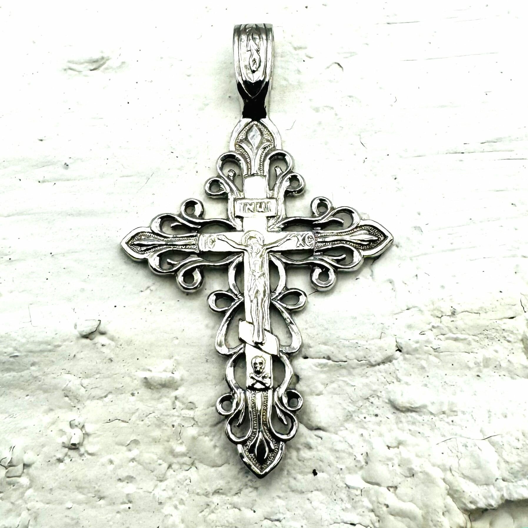 Крестик, серебро, 925 проба, родирование
