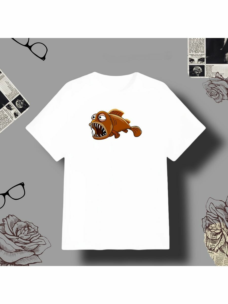 Футболка мультяшная рыбка fish рыбалка