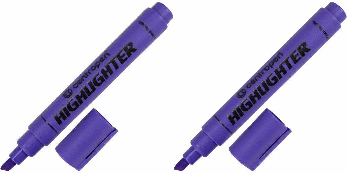 Centropen Маркер текстовыделитель Highlighter, фиолетовый, скошенный, 1-5 мм, 2 уп