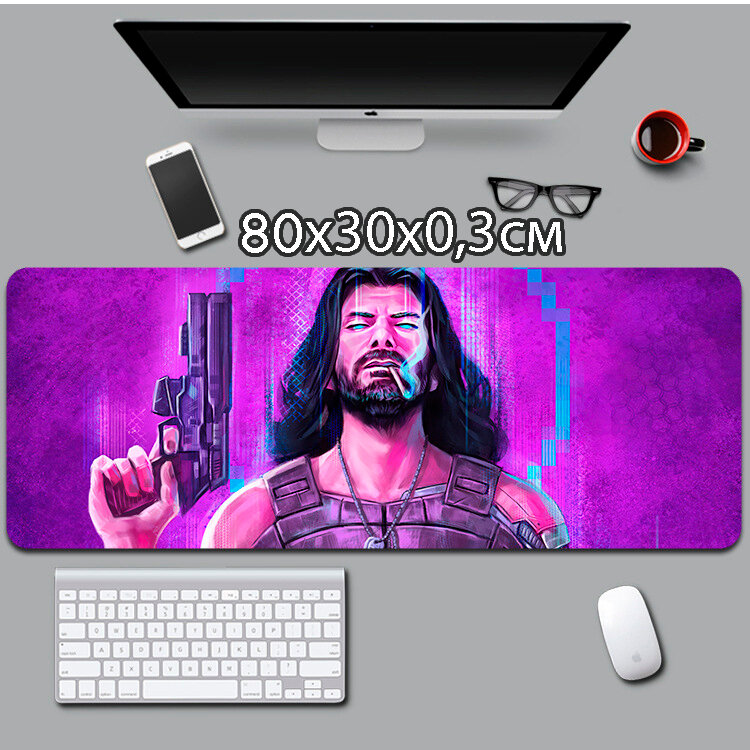 Коврик для мыши в стиле Киберпанк, №055 80x30x0.3см