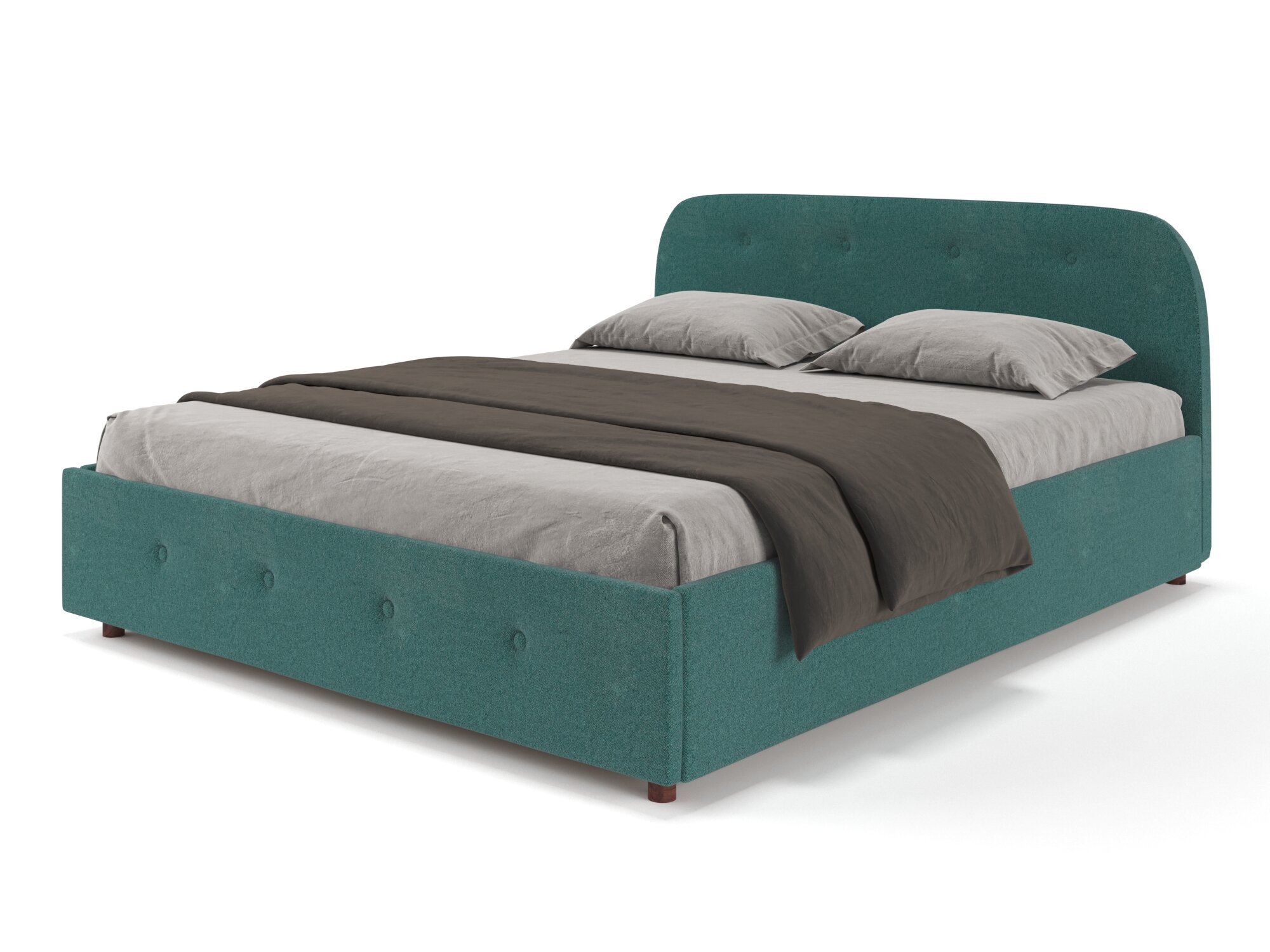 Двуспальная кровать Soft Element Эльба 140х200 Aqva, с мягким изголовьем, с подъемным механизмом, с ящиками, рогожка