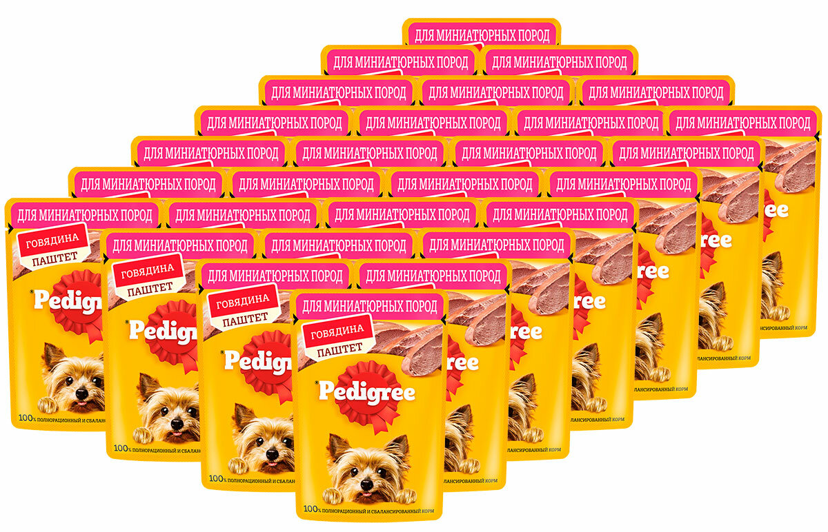 PEDIGREE для взрослых собак маленьких пород паштет с говядиной пауч 80 гр х 28 шт