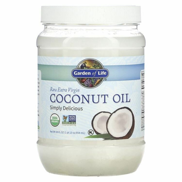 Garden of Life, Coconut Oil Extra Virgin, Сырое кокосовое масло первого отжима, 858 мл