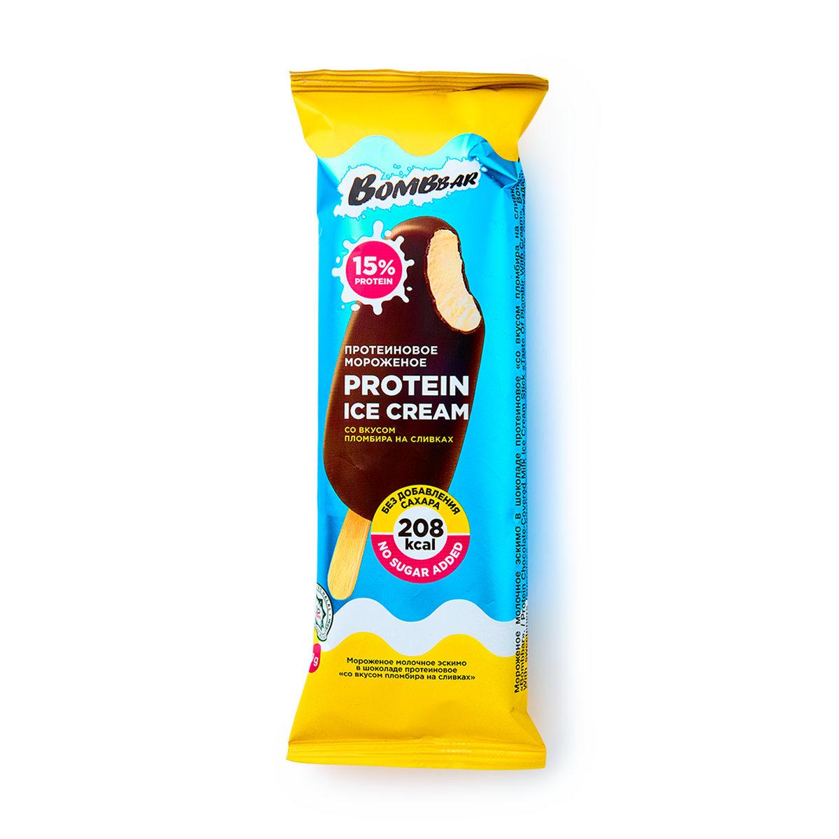 Мороженое протеиновое Bombbar со вкусом пломбира в шоколаде эскимо